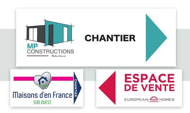 Panneau fléchage de chantier AkyLux® – Orientation signalétique BTP